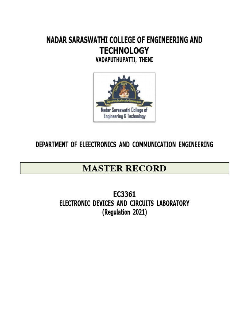EC3361 EDC Lab Manual | PDF | Bipolar Junction Transistor | Amplifier