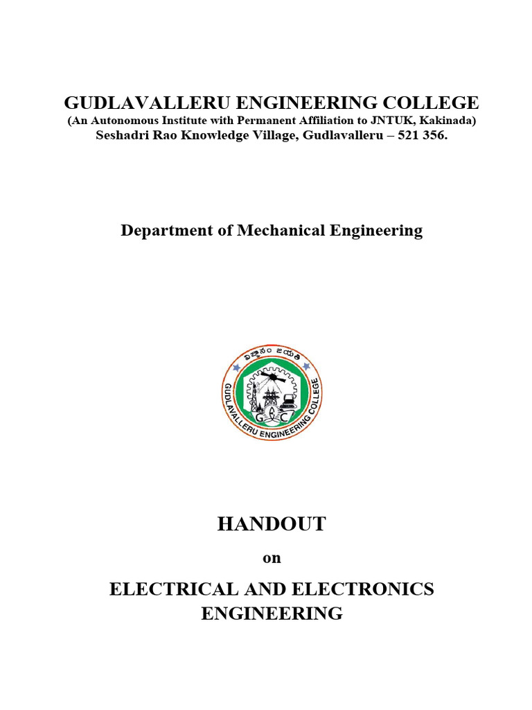 EEE Handout Unit-1 | PDF