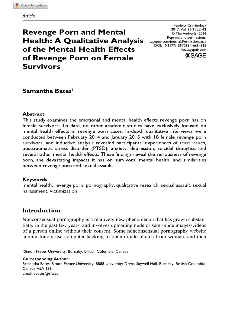 Mental Health Impact of Revenge Porn | PDF | Social Media | Popular ...