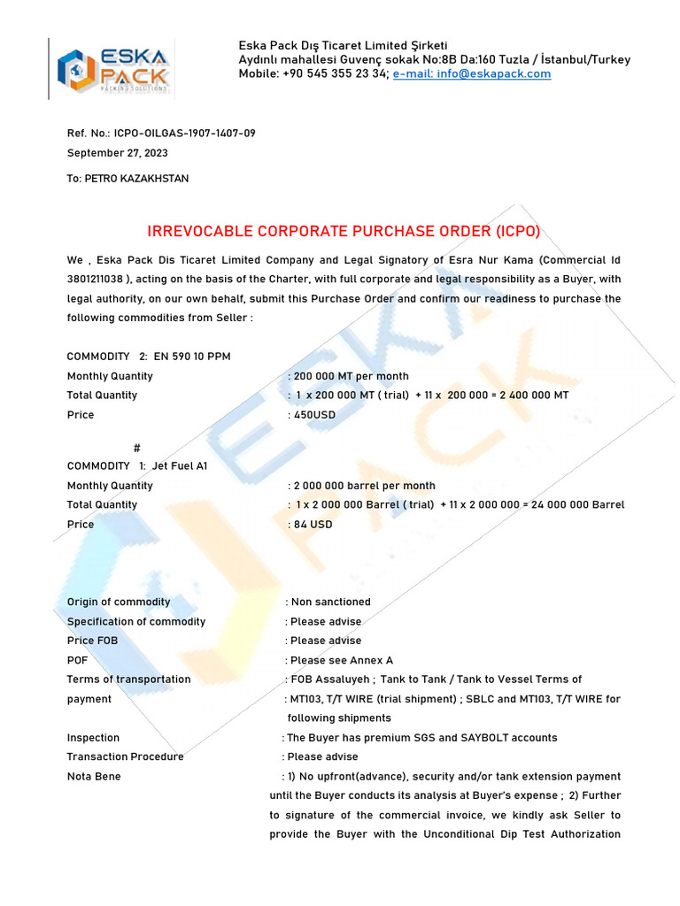 Eska Pack Icpo Jet Fuel-En590 Pof | PDF
