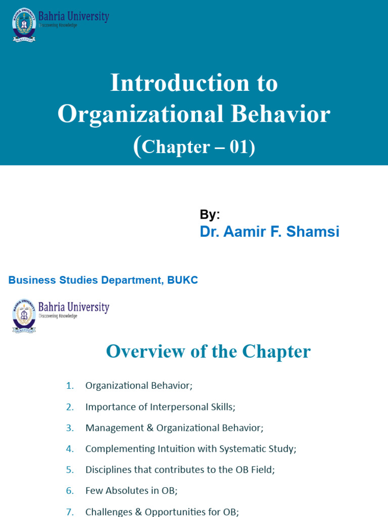 BUKC - Organizational Theory - Behavior 2022 - Chapter 01 08102023 084355pm | PDF ...