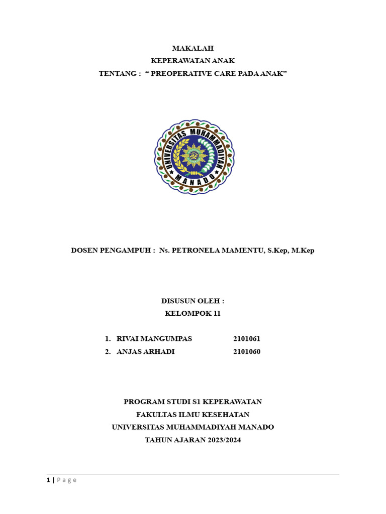 Perawatan Perioperatif pada Anak | PDF | Sains & Matematika