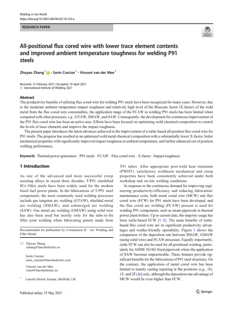 FCAW For P91 | PDF | Construction | Welding