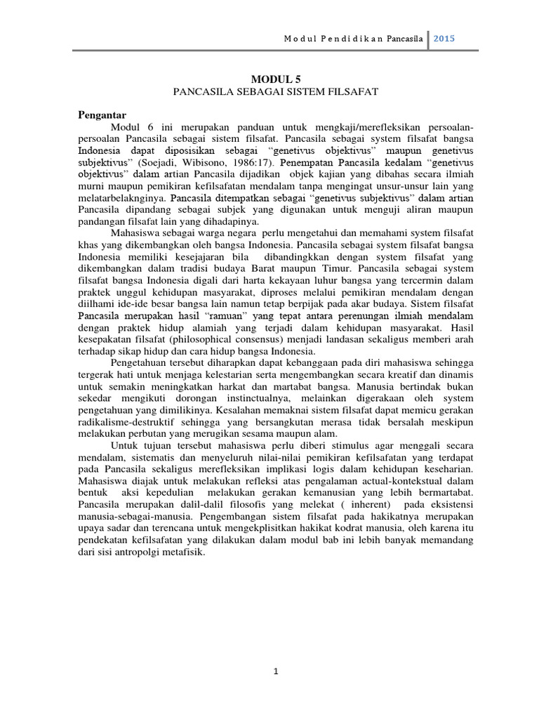 Pancasila Sebagai Sistem Filsafat | PDF