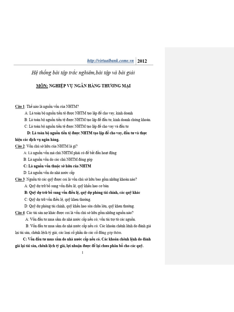 T NG H P All NHTM 1 | PDF