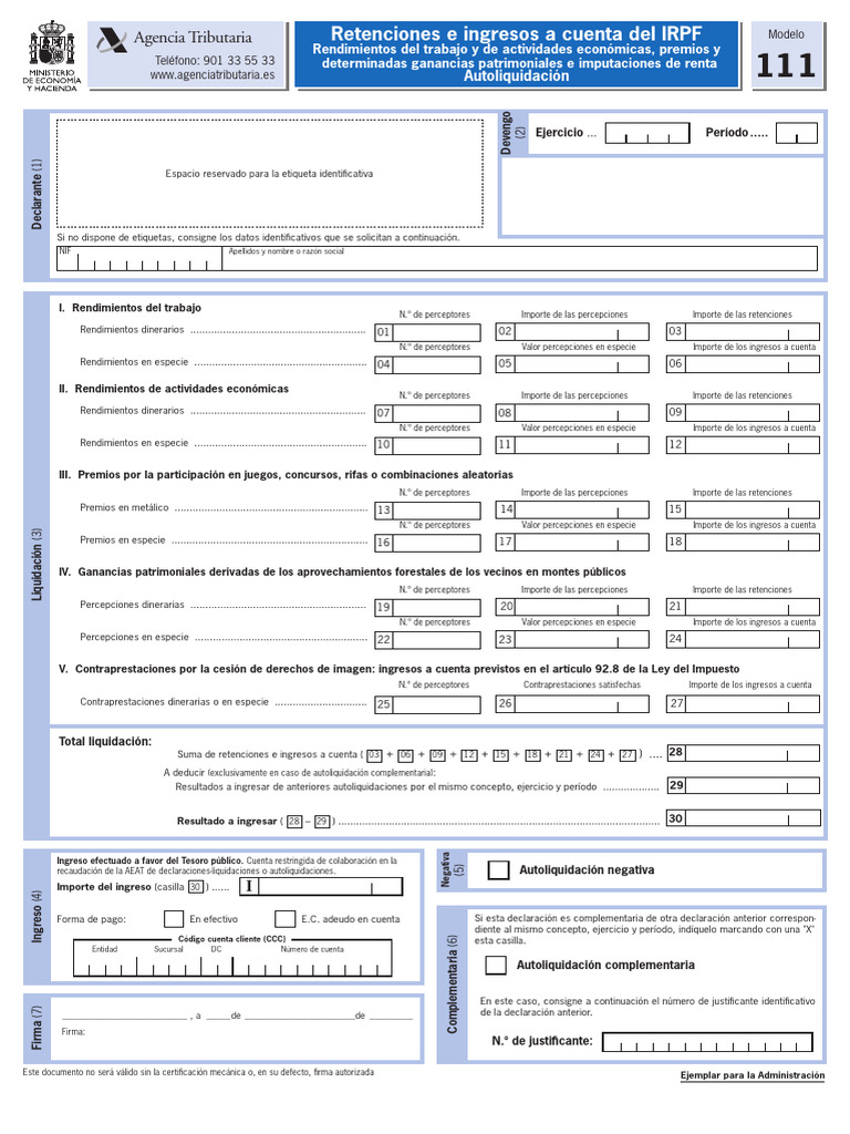 Modelo 111 | PDF