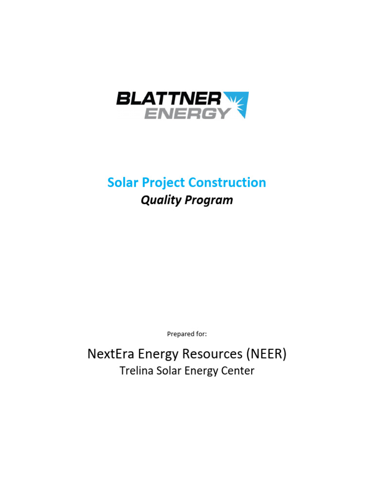 Solar Project Construction: Nextera Energy Resources (Neer) | PDF ...