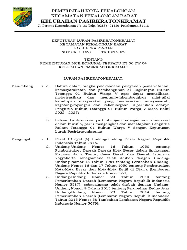 SK RT 01 RW 05 | PDF