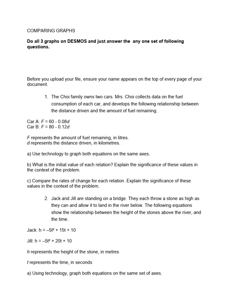 Comparing Graphs Assign 3 | PDF