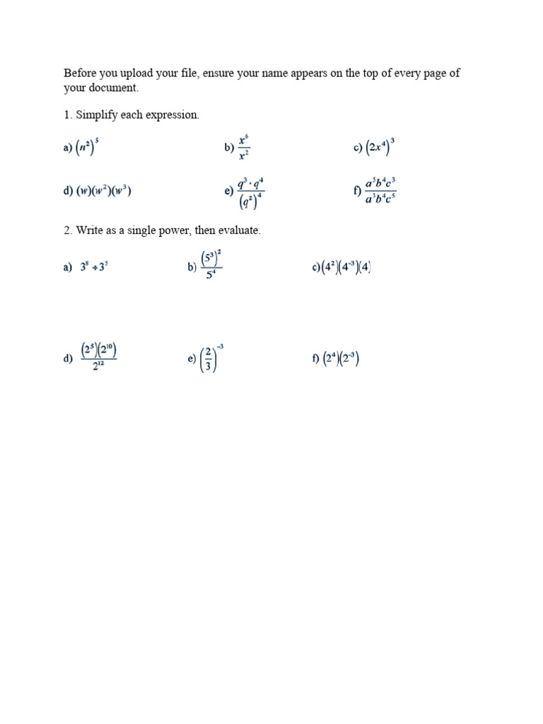 Exponents Grade 12 | PDF