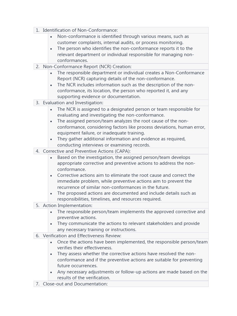 Non Conformance | PDF | Evaluation | Business Process