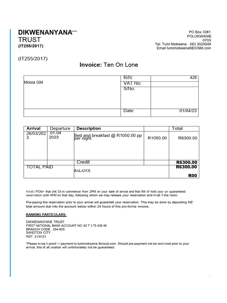Ten On Lane Invoice MODJADJI M | PDF | Invoice | Accounting