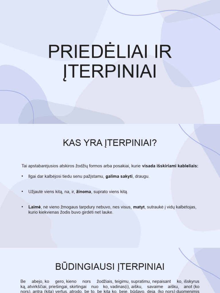 Priedėliai ir įterpiniai | PDF