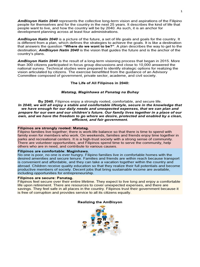AmBisyon Natin 2040 | PDF | Literacy | Philippines