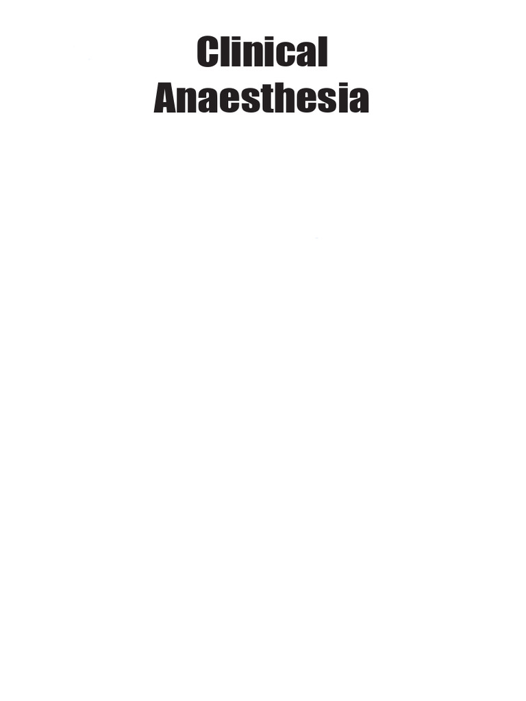Clinical Anesthesia | PDF