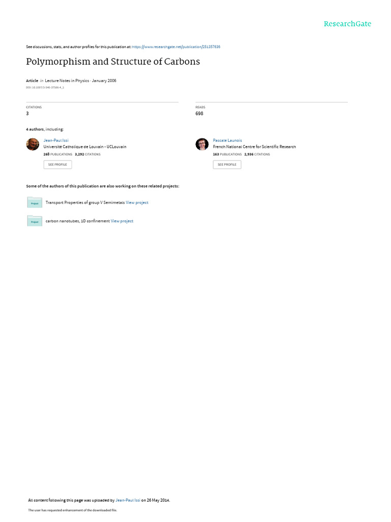 2006 Polymorphism And Structure Of Carbons Lecture Notes In Physics Pdf Art Science