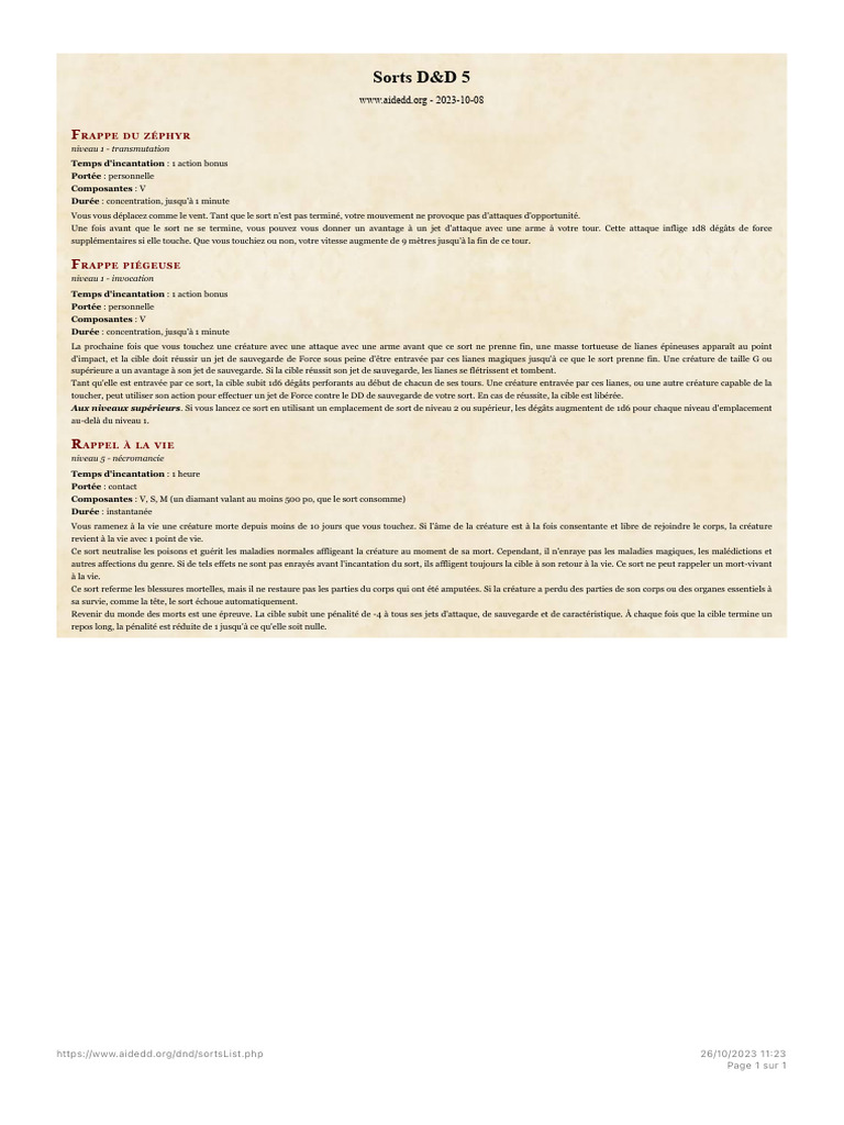 Spells Dungeons & Dragons - D&D 5e | PDF