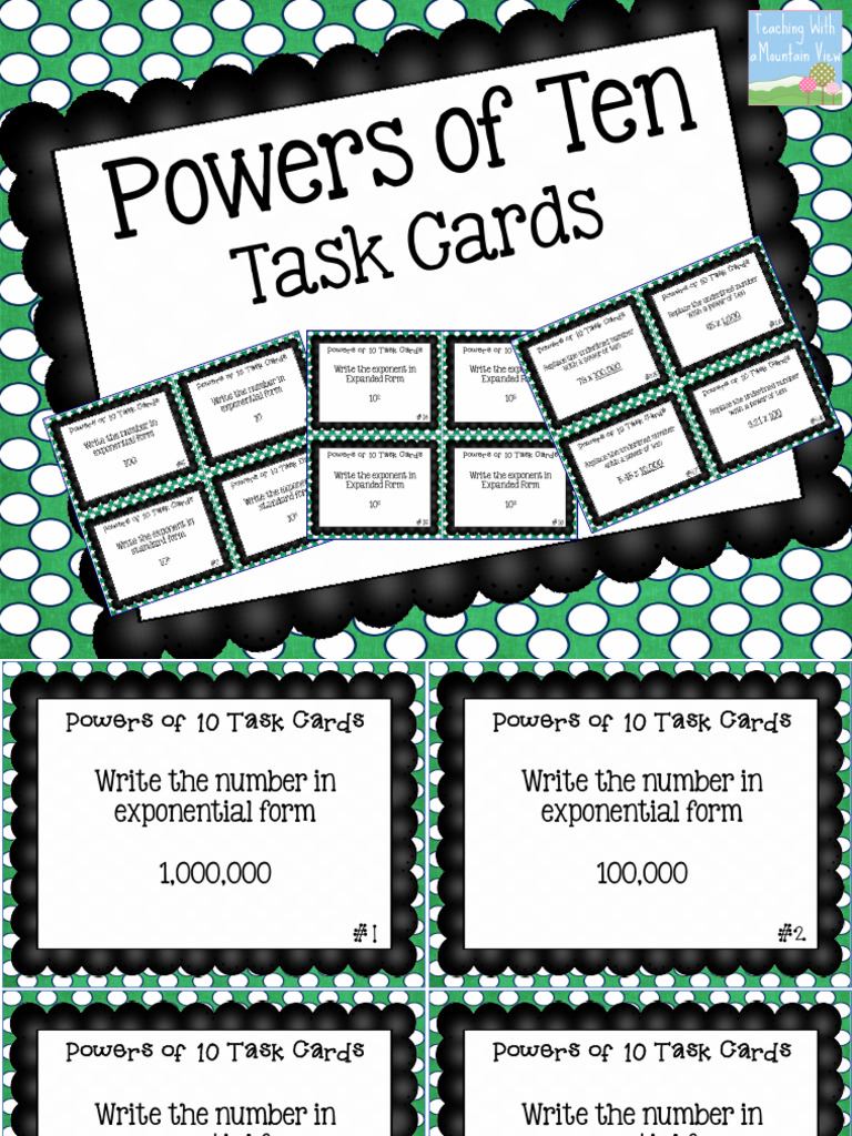 Powers of Ten Task Cards - Students | PDF