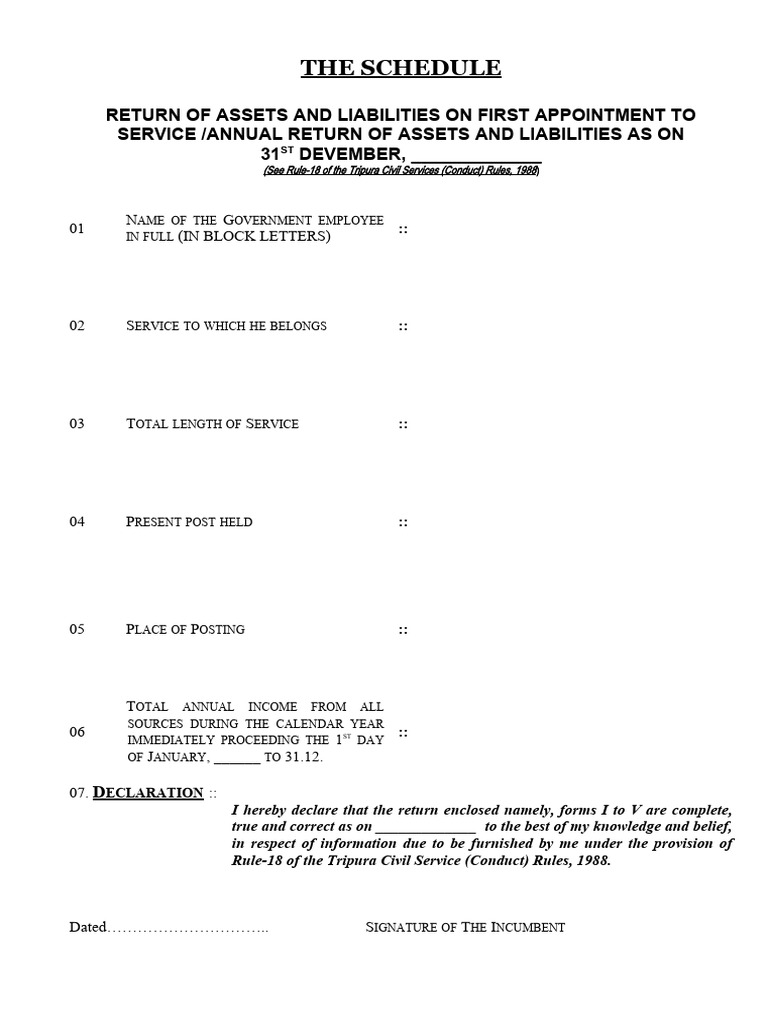 Annual Property Return Statement FORM NO.I.II - III.IV.V | PDF | Life ...