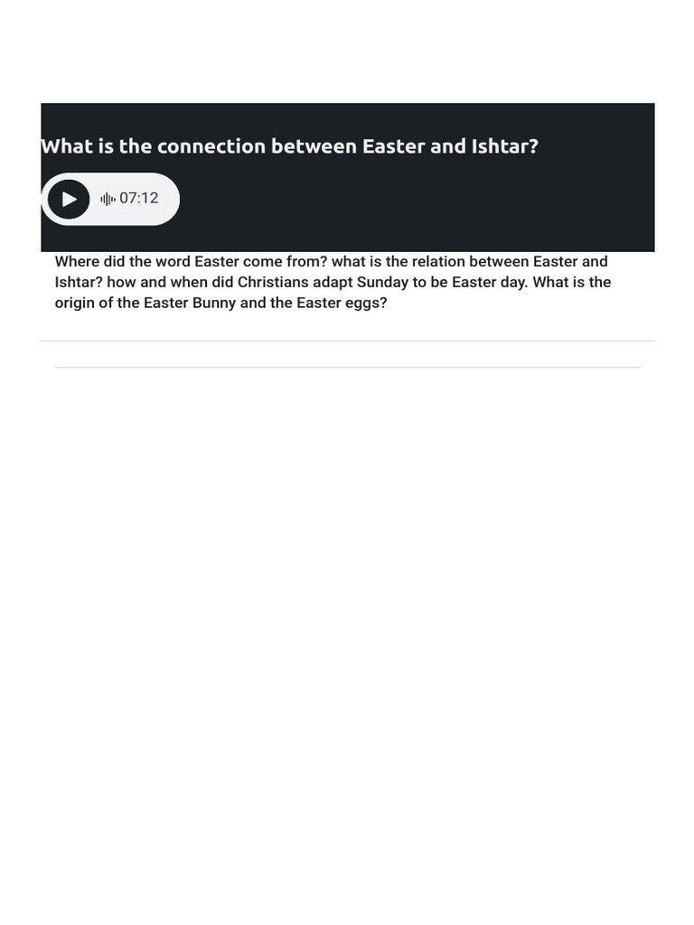 What Is The Connection Between Easter and Ishtar? | PDF