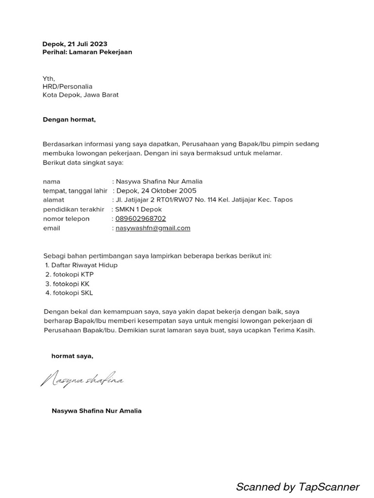 CV - Nasywa Shafina Nur Amalia | PDF