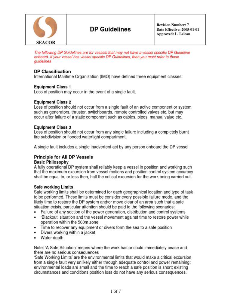 DP Operations Guidelines - SEACOR | PDF | Underwater Diving