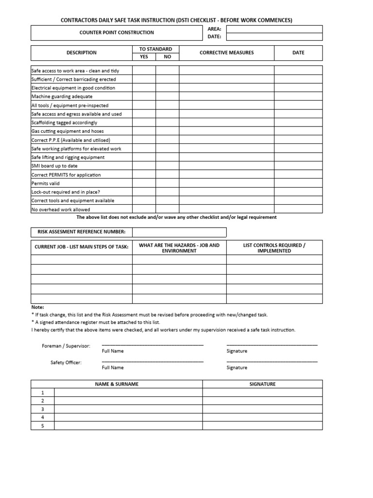 DSTI Checklist | PDF