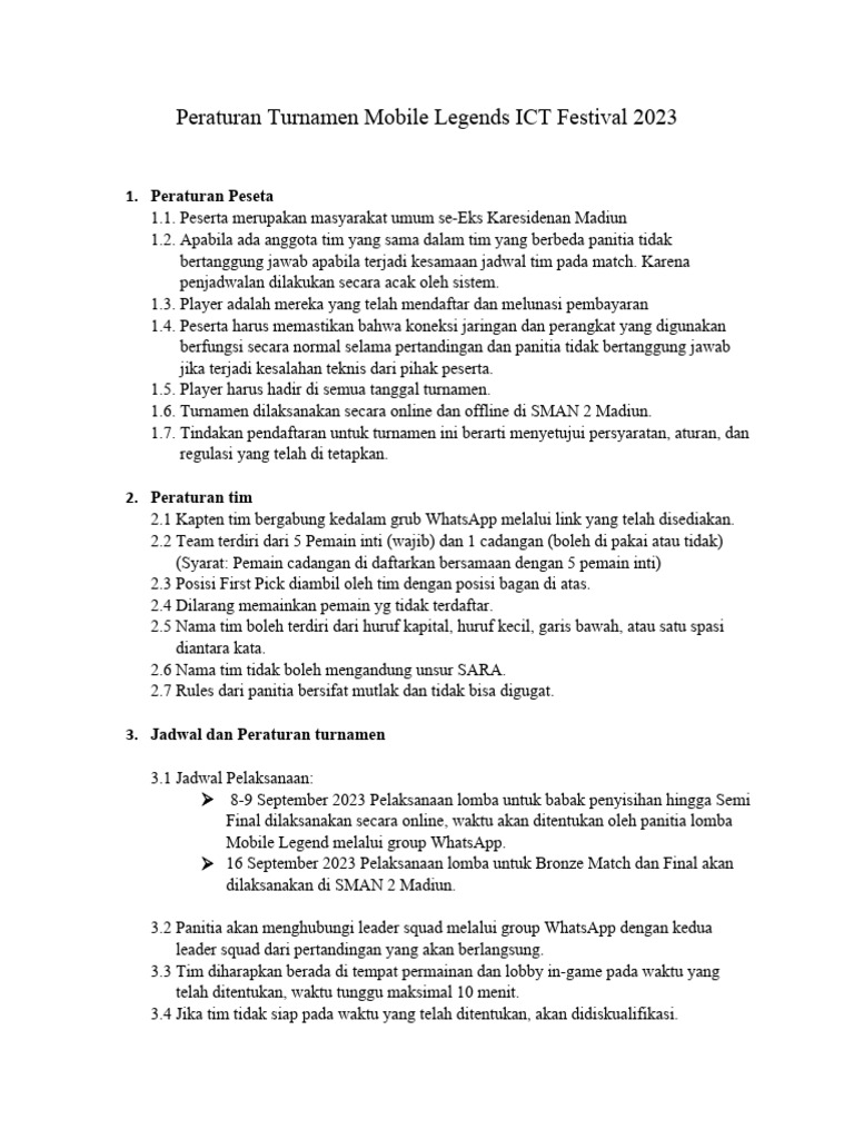 Rules ICT ML FIX | PDF | Olahraga & Rekreasi