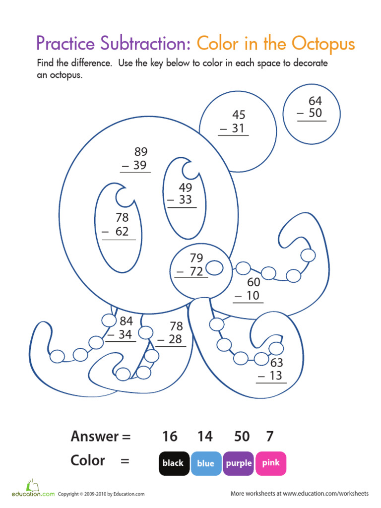 Subtraction Color by Number 7 | PDF