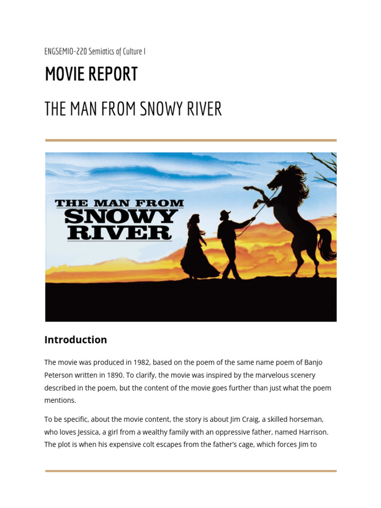 "The Man from Snowy River: Cultural Semiotics" | PDF | Social Science ...
