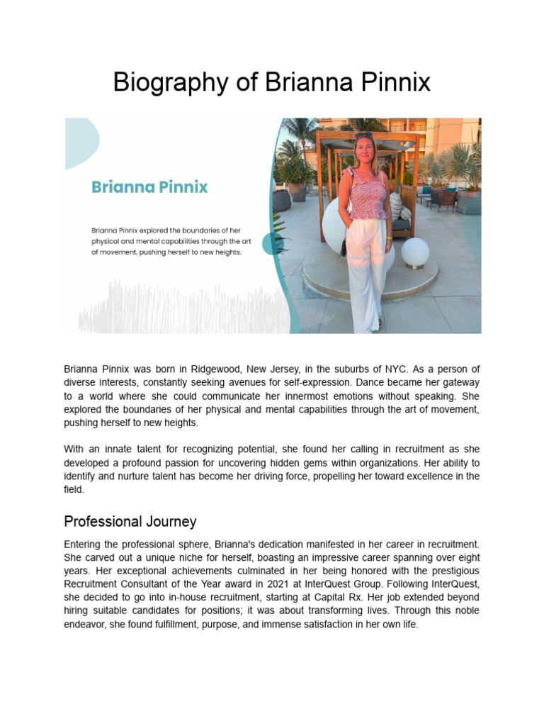 Biography of Brianna Pinnix | PDF | Psychology