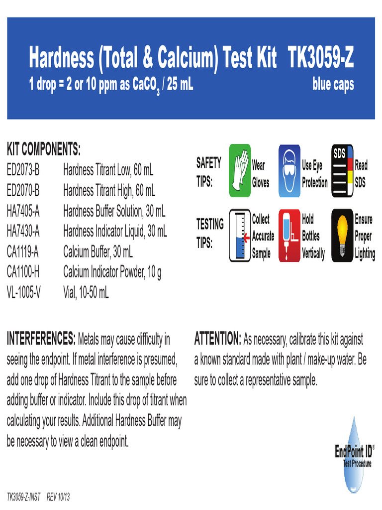 Hardness Titrant Kit | PDF | Titration | Chemistry
