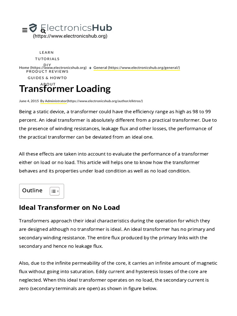Transformer Loading - ElectronicsHub | PDF | Transformer | Inductance