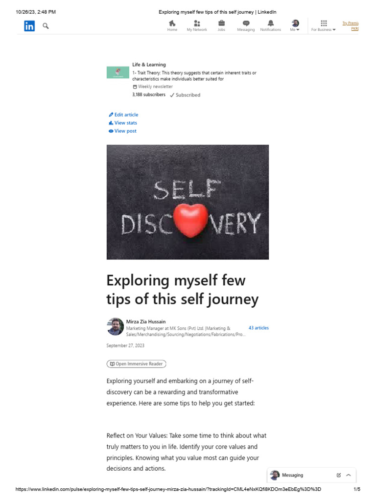 Exploring Myself Few Tips of This Self Journey - LinkedIn | PDF ...