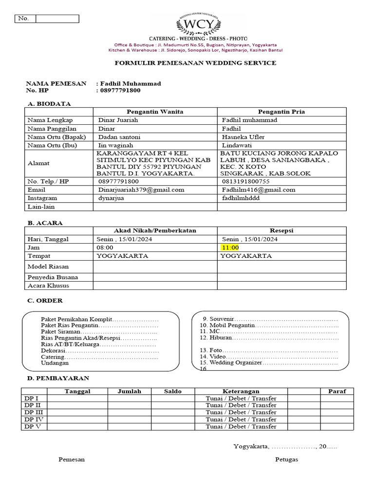 Formulir Pemesanan 2023 (1) - 2 | PDF