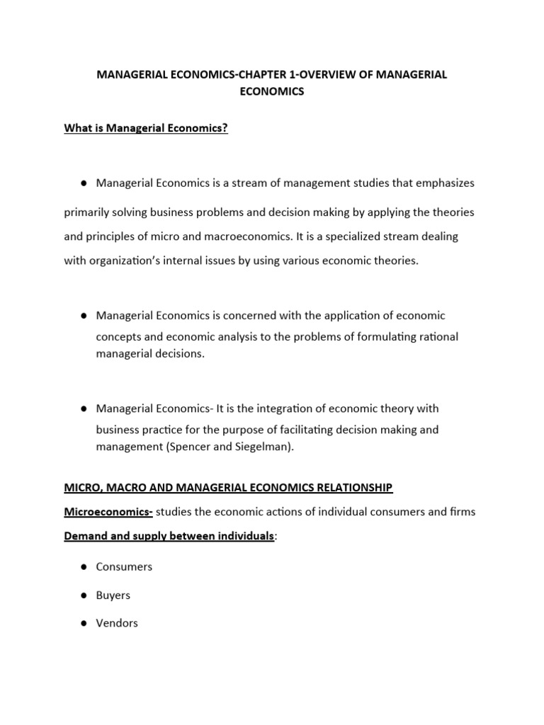 Managerial Economics-Chapter 1 - Overview of Managerial Economics | PDF Managerial Economics-Chapter 1 - Overview of Managerial Economics | PDF