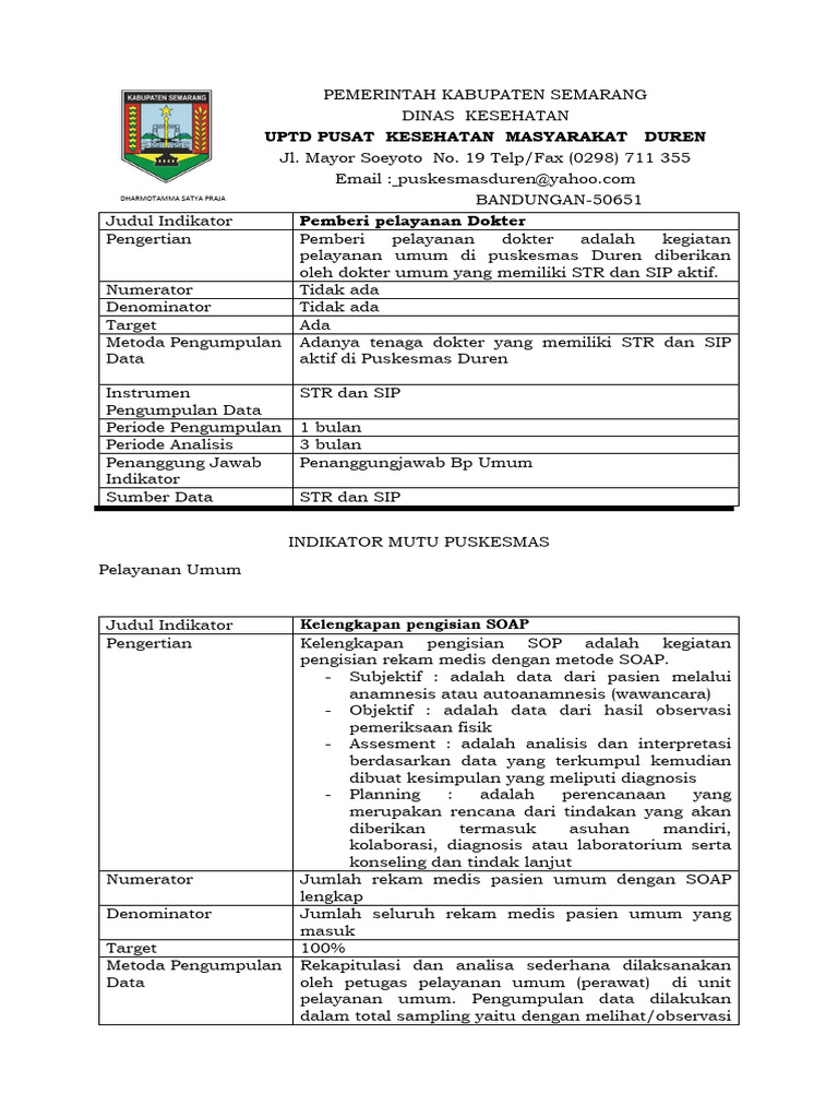 PROFIL Indikator Mutu Puskesmas 2022 | PDF