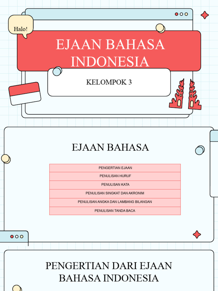 Tugas 1 PPT Ejaan Bahasa Indonesia, Kel 3 | PDF