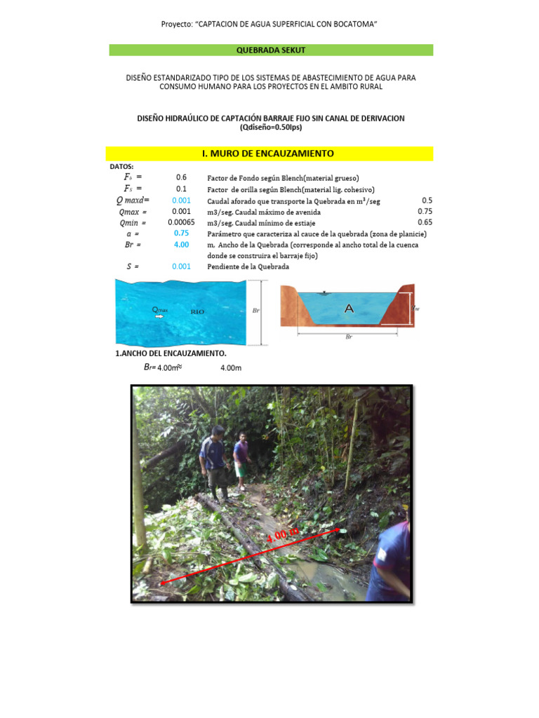 Diseño Hidr Captacion Tipo Qda | PDF | Ingeniería hidráulica | Ambiente