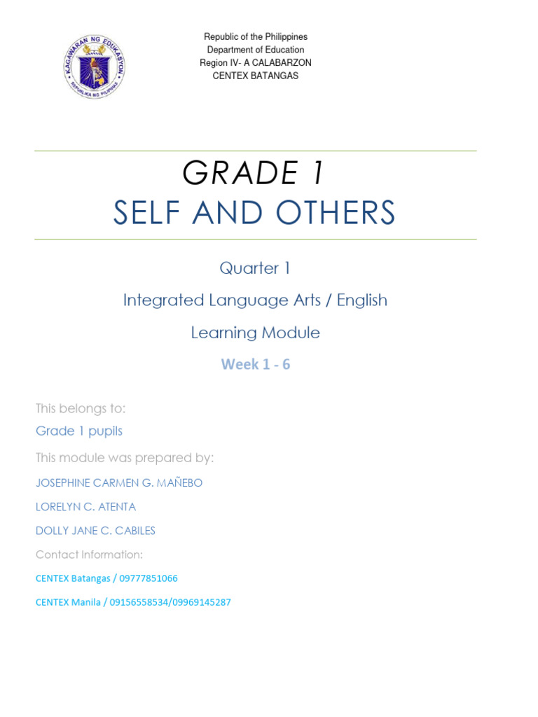 Quarter 1 Ila Module Week 1 6 Finale Org | PDF
