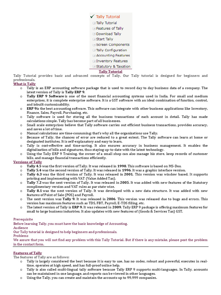 Tally ERP9 Notes | PDF