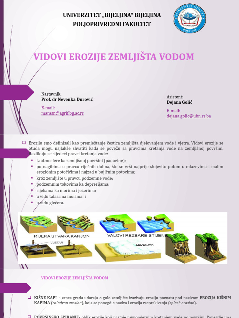 Vidovi Erozije Zemljišta Vodom - Dejana Golić | PDF