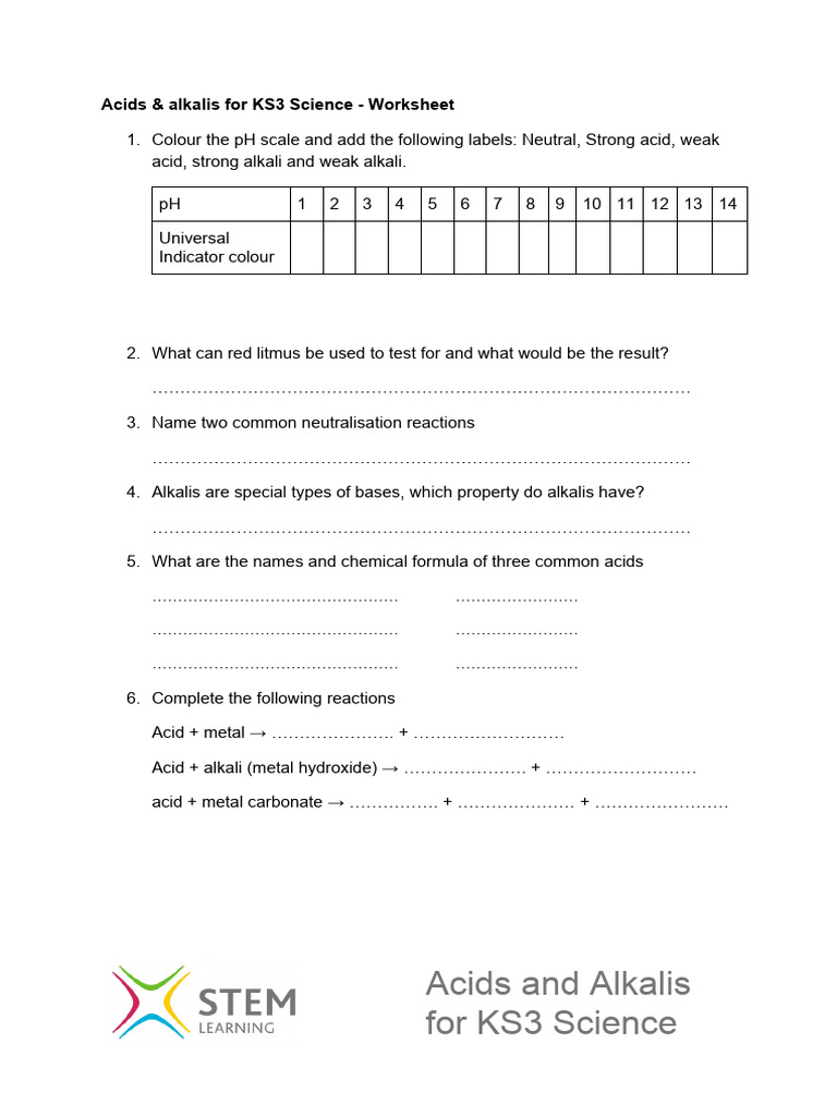 Acids Alkalis ks3 | PDF | Acid | Salt (Chemistry)