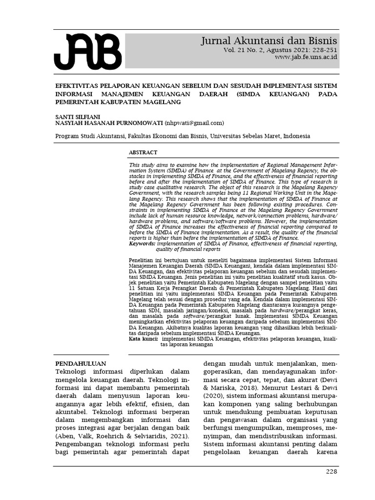 Efektivitas SIMDA Keuangan Magelang | PDF | Bisnis | Pengelolaan ...