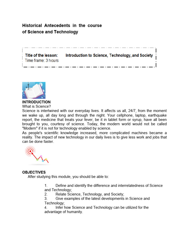 STS Module 1 Historical Antecedents in The Course of Science and ...