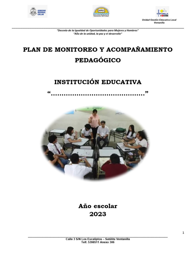 2023 Formato de Plan de Monitoreo A Nivel de IE | PDF | Enseñando ...
