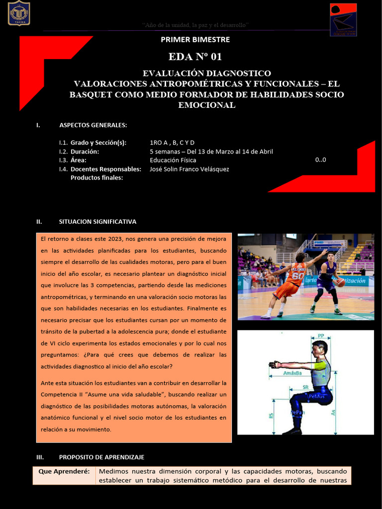 Eda#01 1ro Sec | PDF | Aptitud física | Evaluación