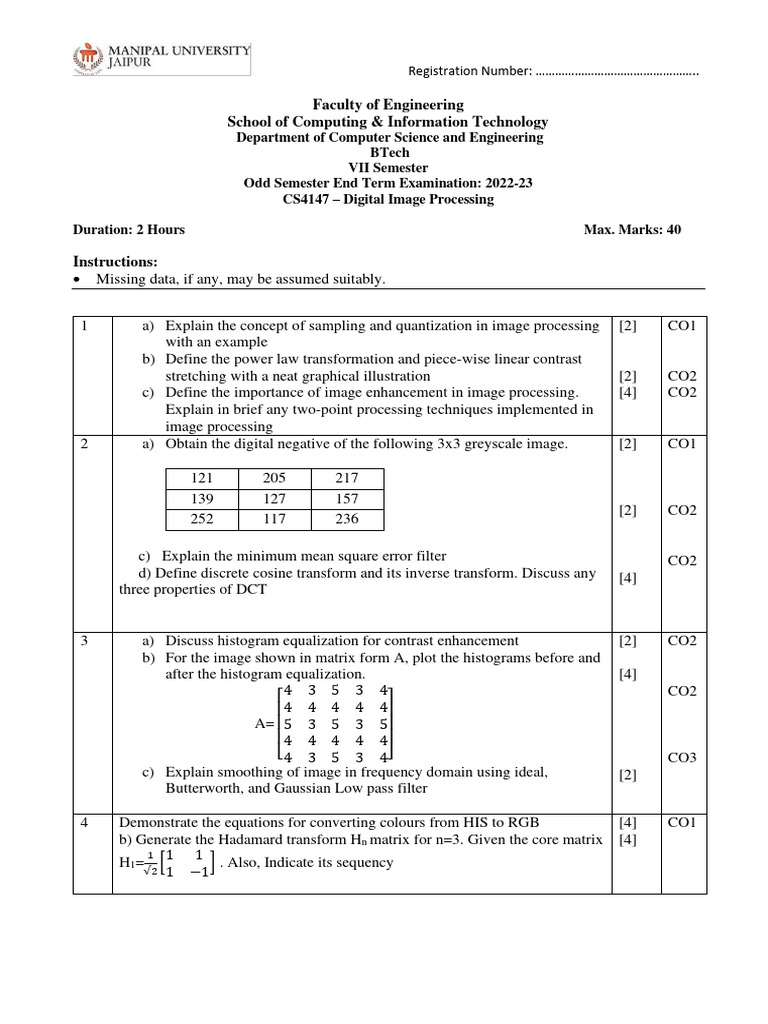 CS4147 - Digital Image Processing - Set2 | PDF