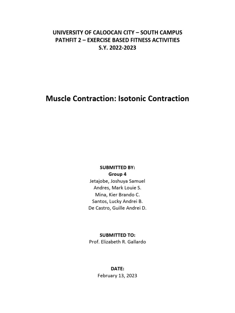 PATHfit 2 - Group 4 | PDF | Weight Training | Muscle Contraction