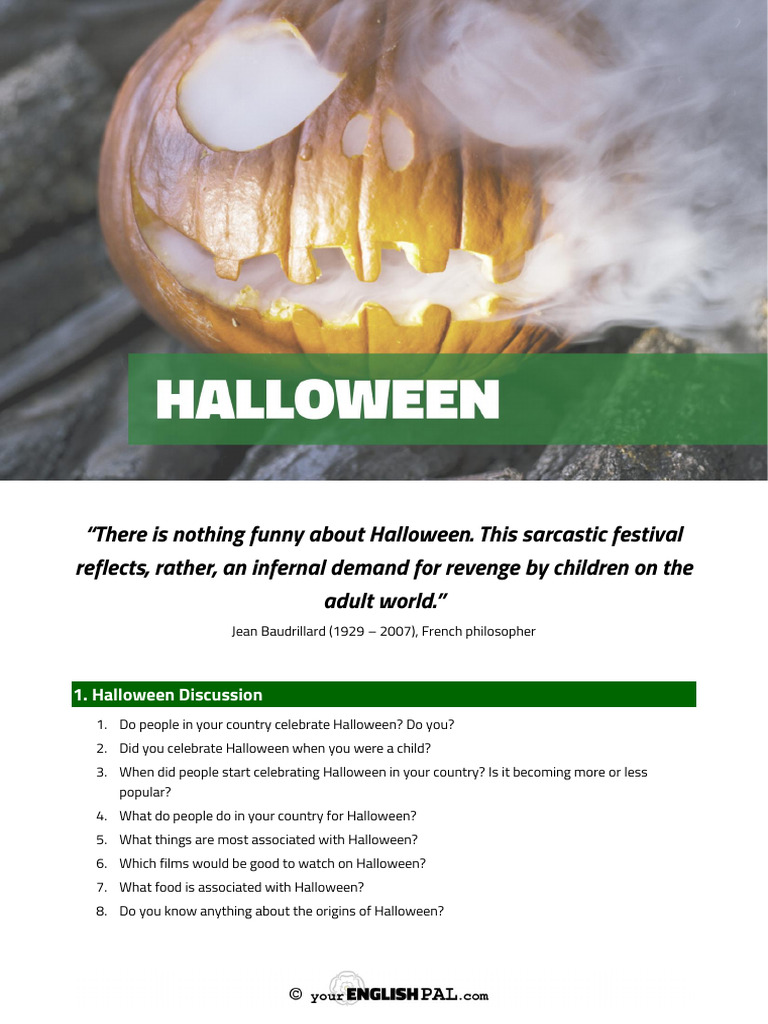 Your English Pal ESL Lesson Plan Halloween Student v2 | PDF